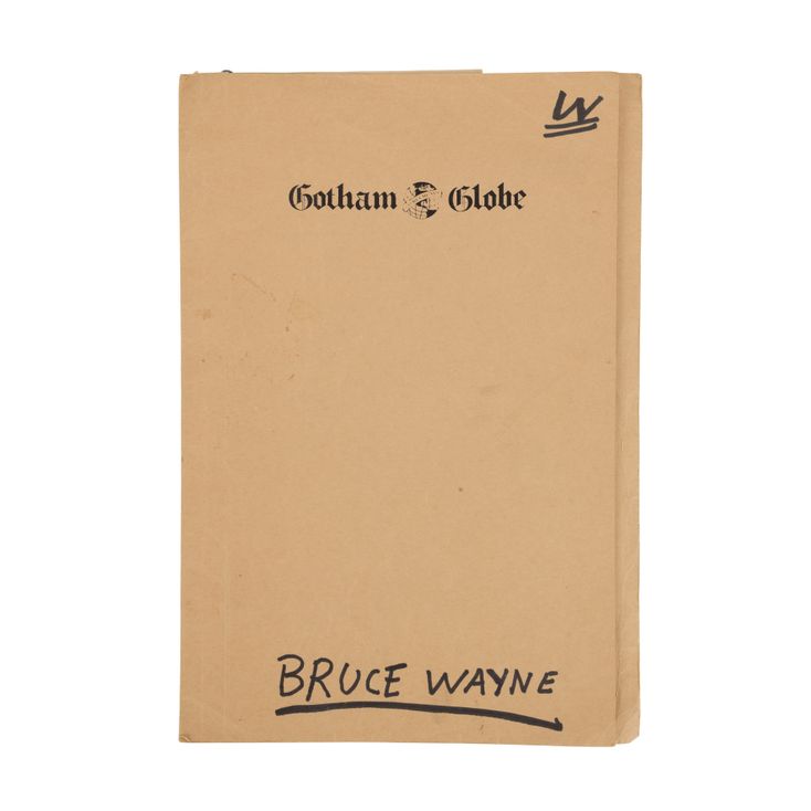 Lot # 907: BATMAN (1989) - Screen-matched Gotham Globe File Folder for Bruce Wayne