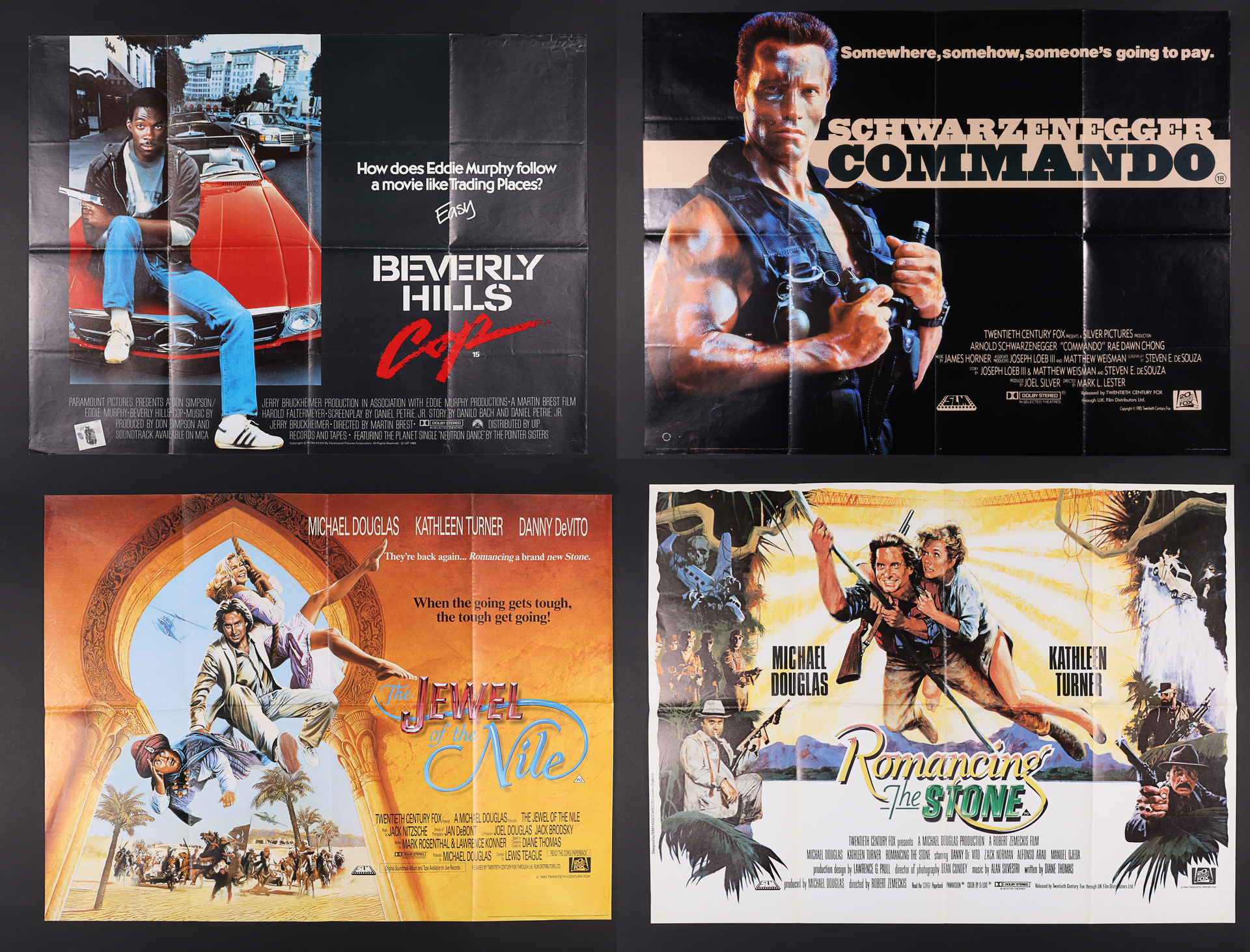 Lot #437 - VARIOUS 80S ACTION MOVIES (1984-1985) - Four UK Quads, 1984-1985