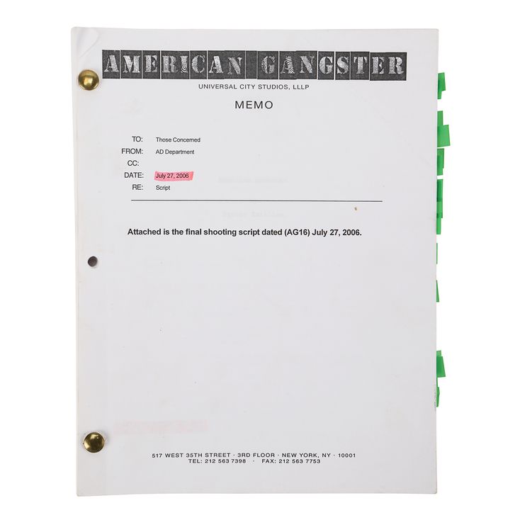 Annotated Final Shooting Script | AMERICAN GANGSTER (2007)