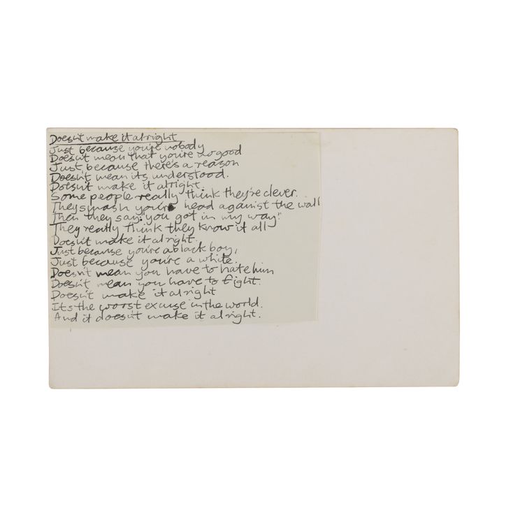 400. Jerry Dammers' Handwritten Lyrics for Doesn't Make It Alright ...