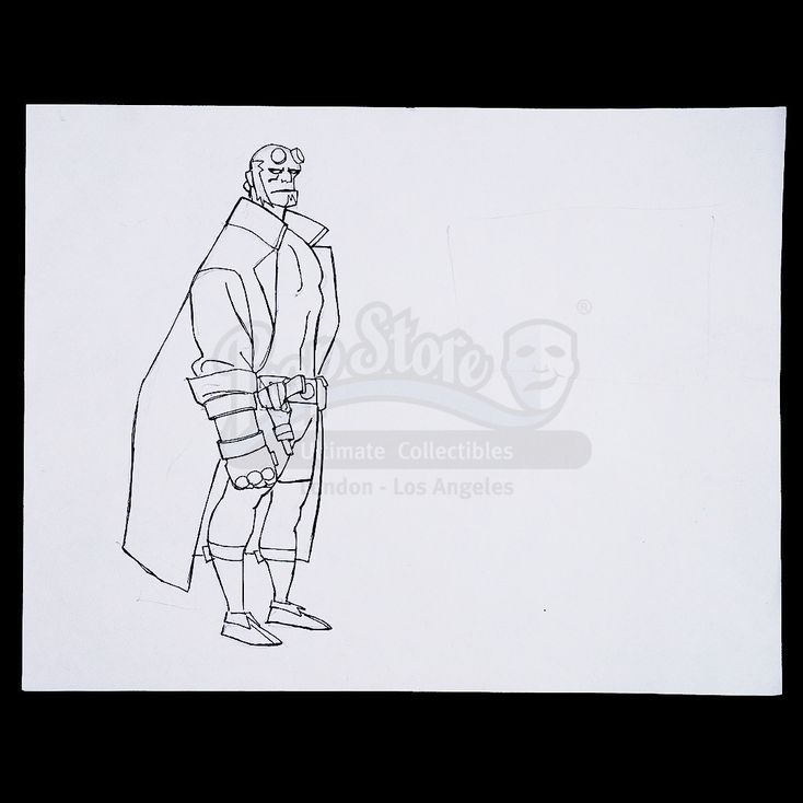 Hand-Drawn Model Sheet - Hellboy Standing | HELLBOY: SWORD OF STORMS (2006)