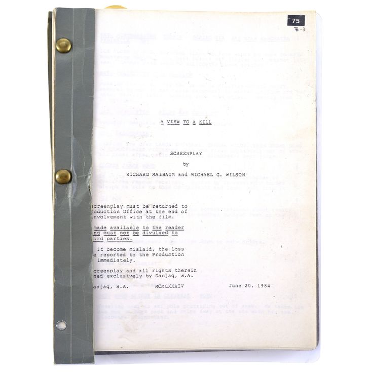 Lot 1052 - Bound Annotated Production Script | JAMES BOND: A VIEW TO A ...