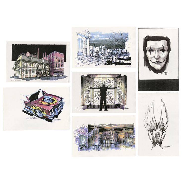 Lot # 726: THE CROW (1994) - Hand-Drawn Sketches and Concept Art Prints