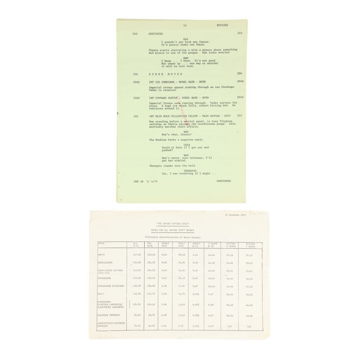Lot # 1686: STAR WARS: THE EMPIRE STRIKES BACK (1980) - Script Pages ...