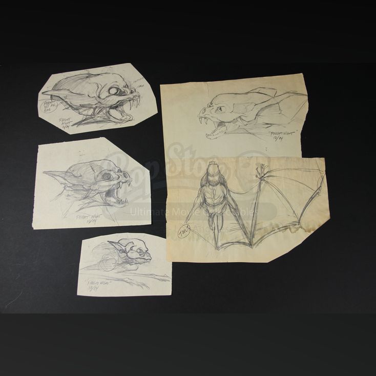Original Pencil Artwork - Bat Designs | FRIGHT NIGHT (1985)