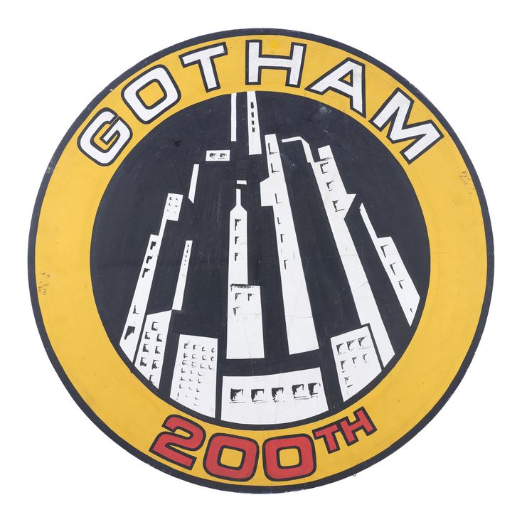 Lot # 29: BATMAN (1989) - Hand-Painted Gotham 200th Anniversary Sign