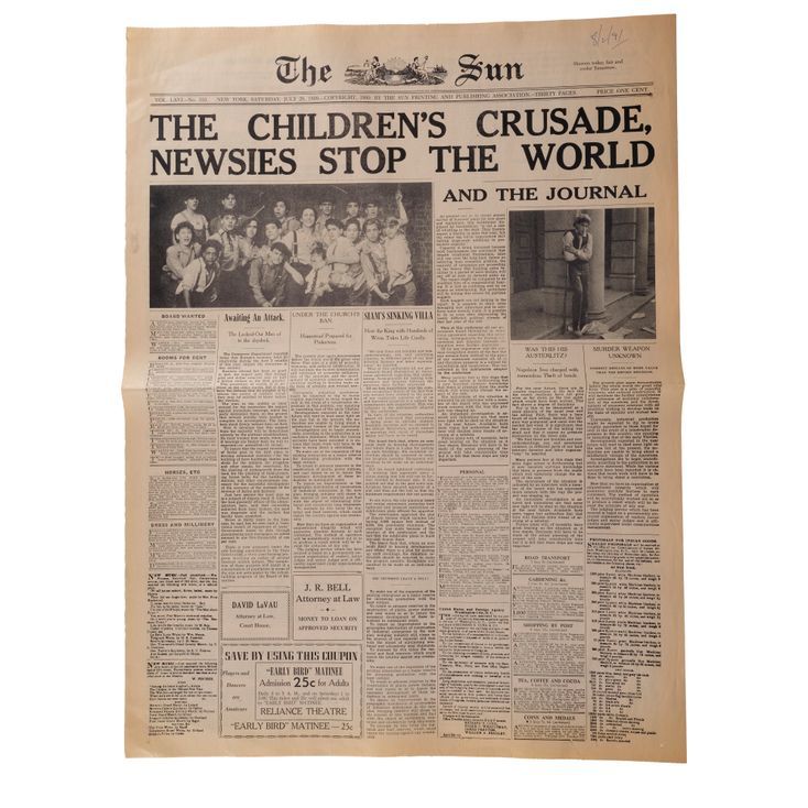 962. Newsies Stop The World The Sun Newspaper Cover ### NEWSIES (1992)