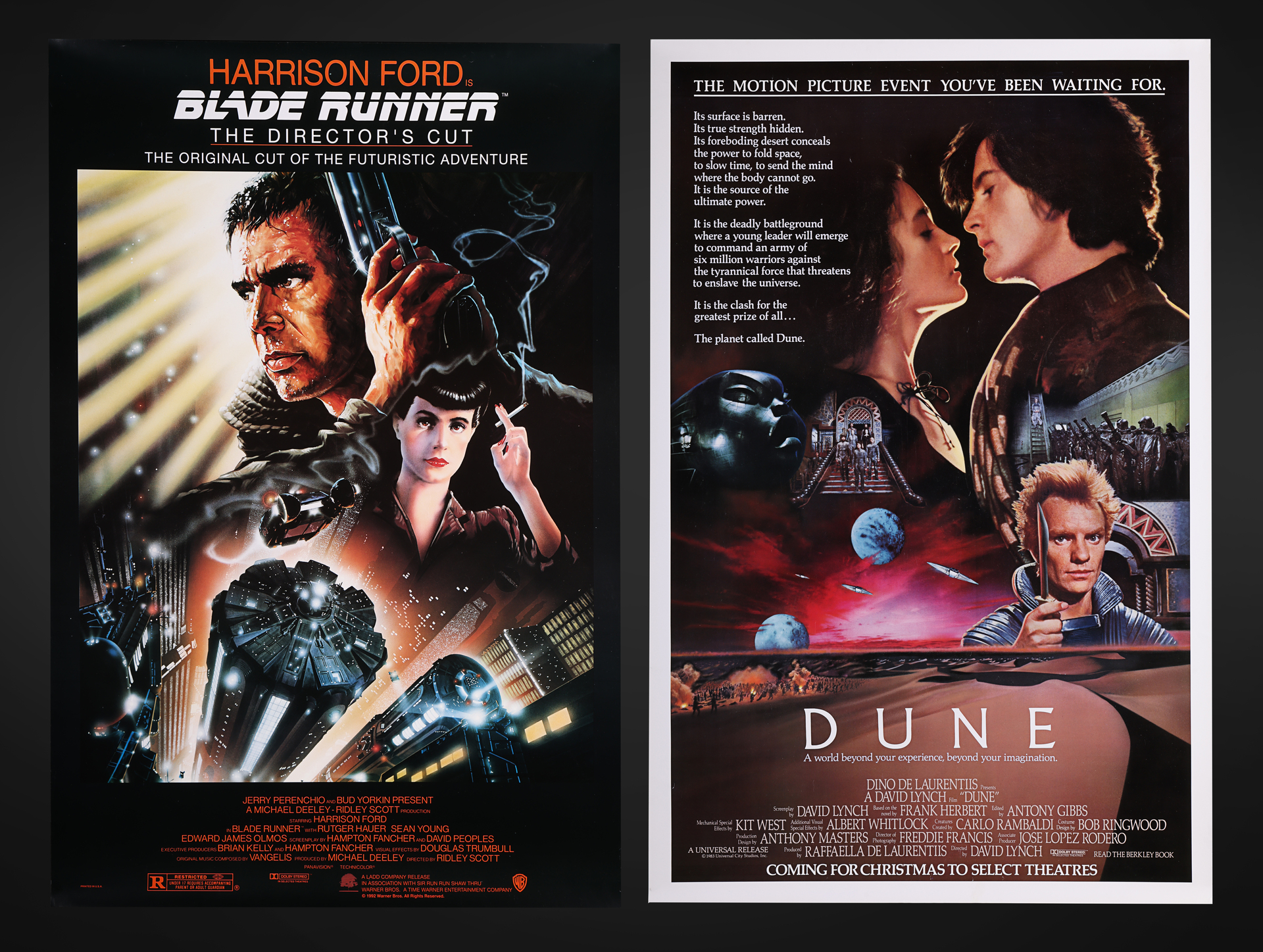 Lot #63 - BLADE RUNNER (1982) AND DUNE (1984) - Two US One-Sheets, 1992 ...