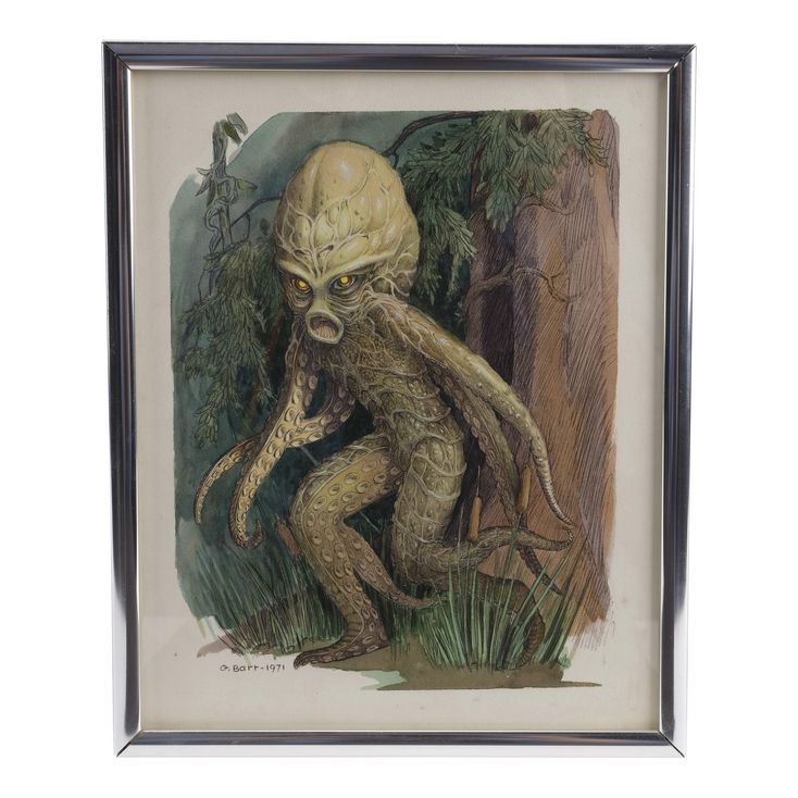 1225. Doug Beswick Collection Framed Hand-Painted George Barr Octaman ...