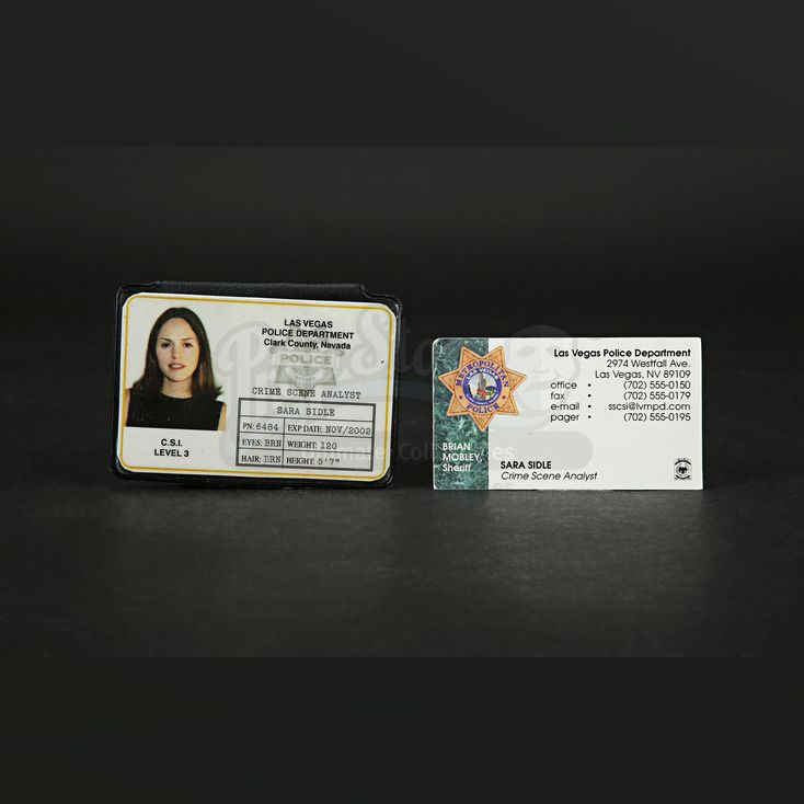 Sara Sidles (Jorja Fox) Police ID Business Card | CSI: CRIME SCENE ...