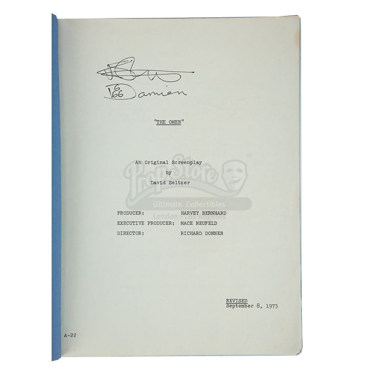 Autographed Shooting Script | OMEN, THE (1976)