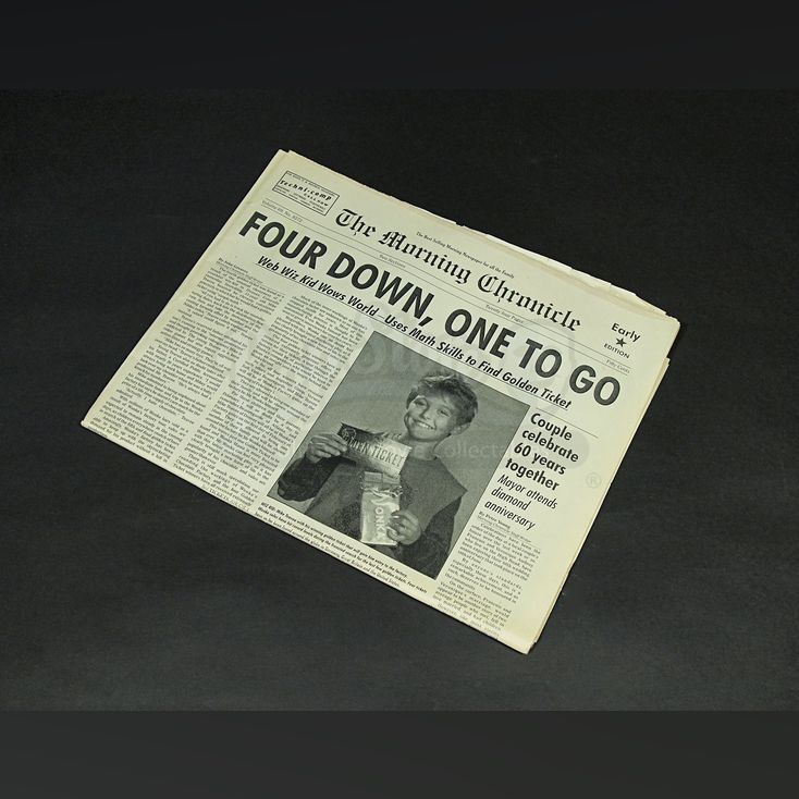 Four Down, One To Go Prop Newspaper Cover | CHARLIE AND THE CHOCOLATE ...