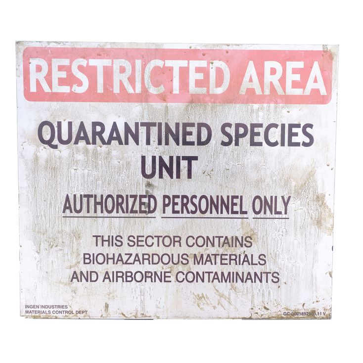 Lot 882 - InGen Industries Quarantined Species Unit Sign | JURASSIC ...