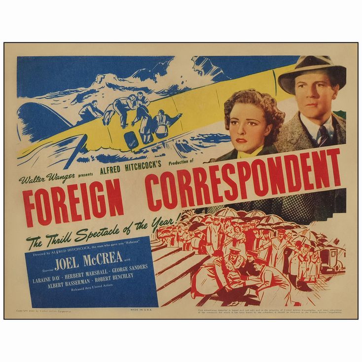 401: Title Lobby Card (11 x 14 ); Very Fine- ### Foreign Correspondent ...