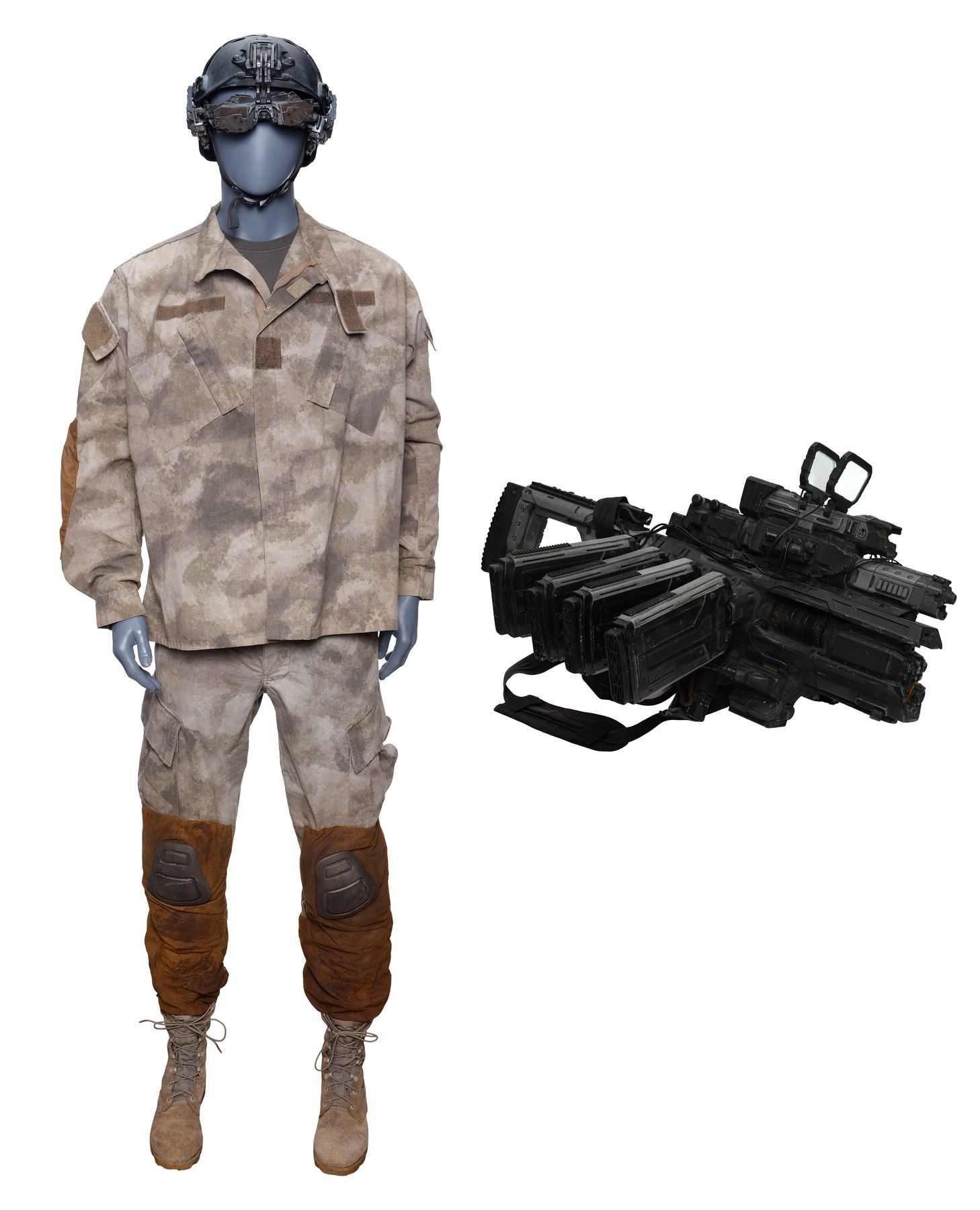 1111. DARPA Military Helmet with Hyperspectral Goggles, Fatigues, and ...