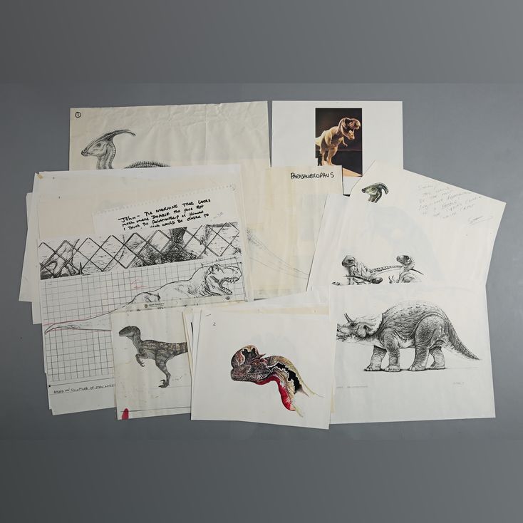 Printed Dinosaur Reference Drawings with Hand-Written Annotations ...