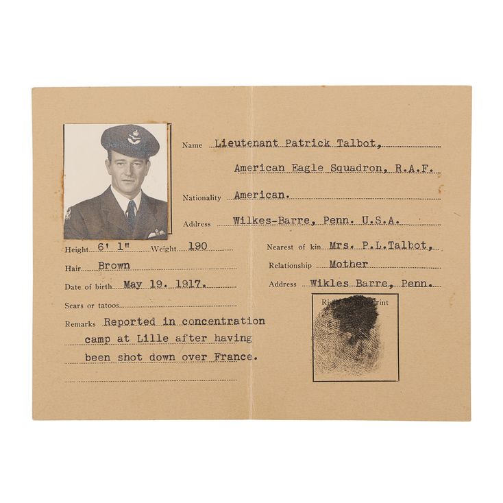 Lot # 816: REUNION IN FRANCE (1942) - Lieutenant Patrick Talbot's (John ...