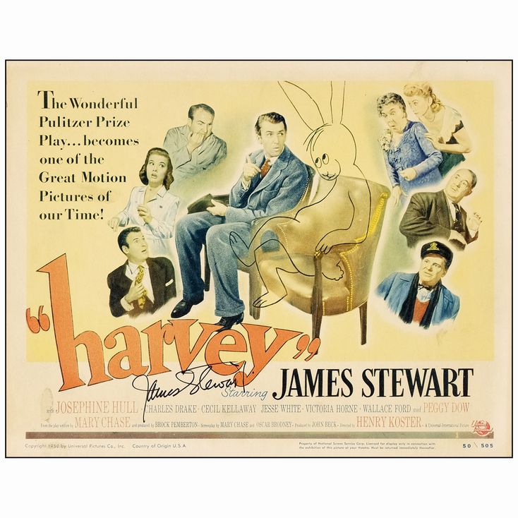 585. HARVEY (1950) Title Lobby Card (11 x 14) Signed by James Stewart (JSA COA) Fine | HARVEY (1950)