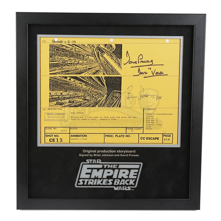 David Prowse-Autographed Storyboard - Falcon Passes Star Destroyer ...