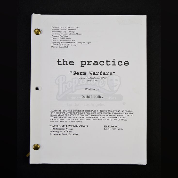 Germ Warfare Script | PRACTICE, THE (1997)