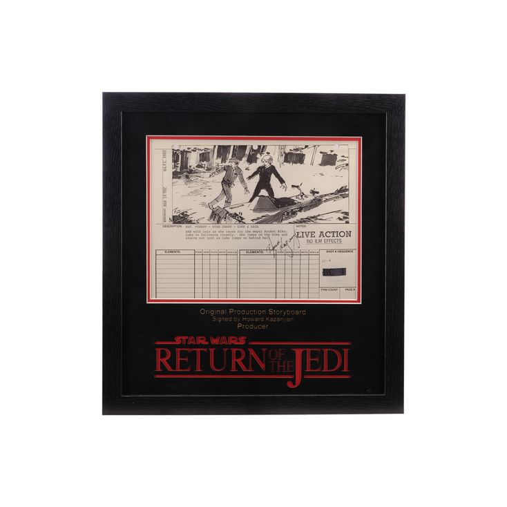Howard Kazanjian-Signed Production Storyboard - Luke and Leia Jump on ...