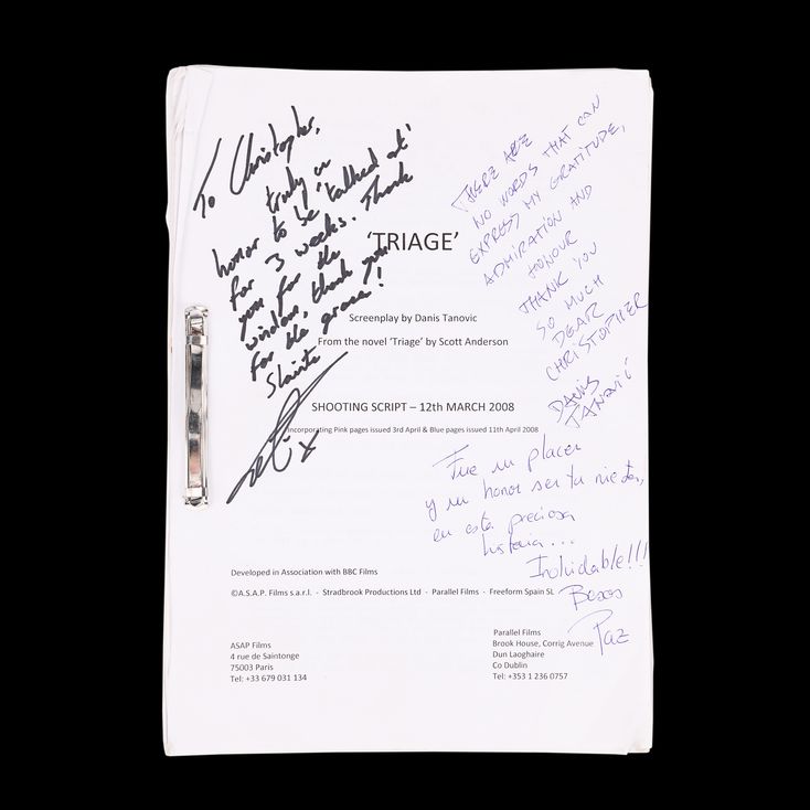 Cast-autographed Script | TRIAGE (2009)