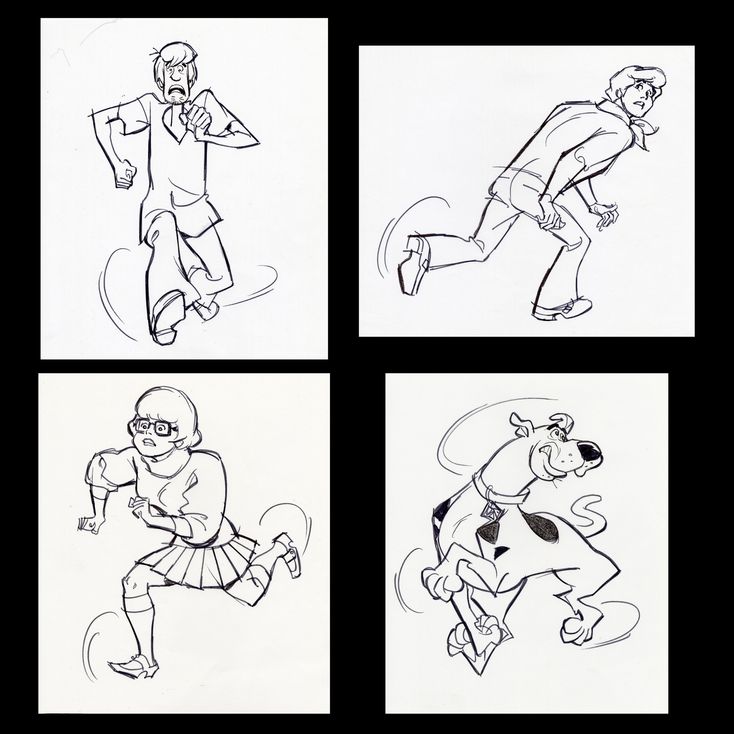 Lot # 83: Set of Four Hand-Drawn Iwao Takamoto Scooby-Doo, Velma, Fred ...
