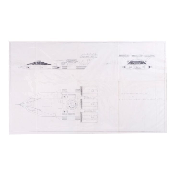 347. Matted Hand-Drawn Harry Lange Landspeeder Design Artwork ### STAR ...