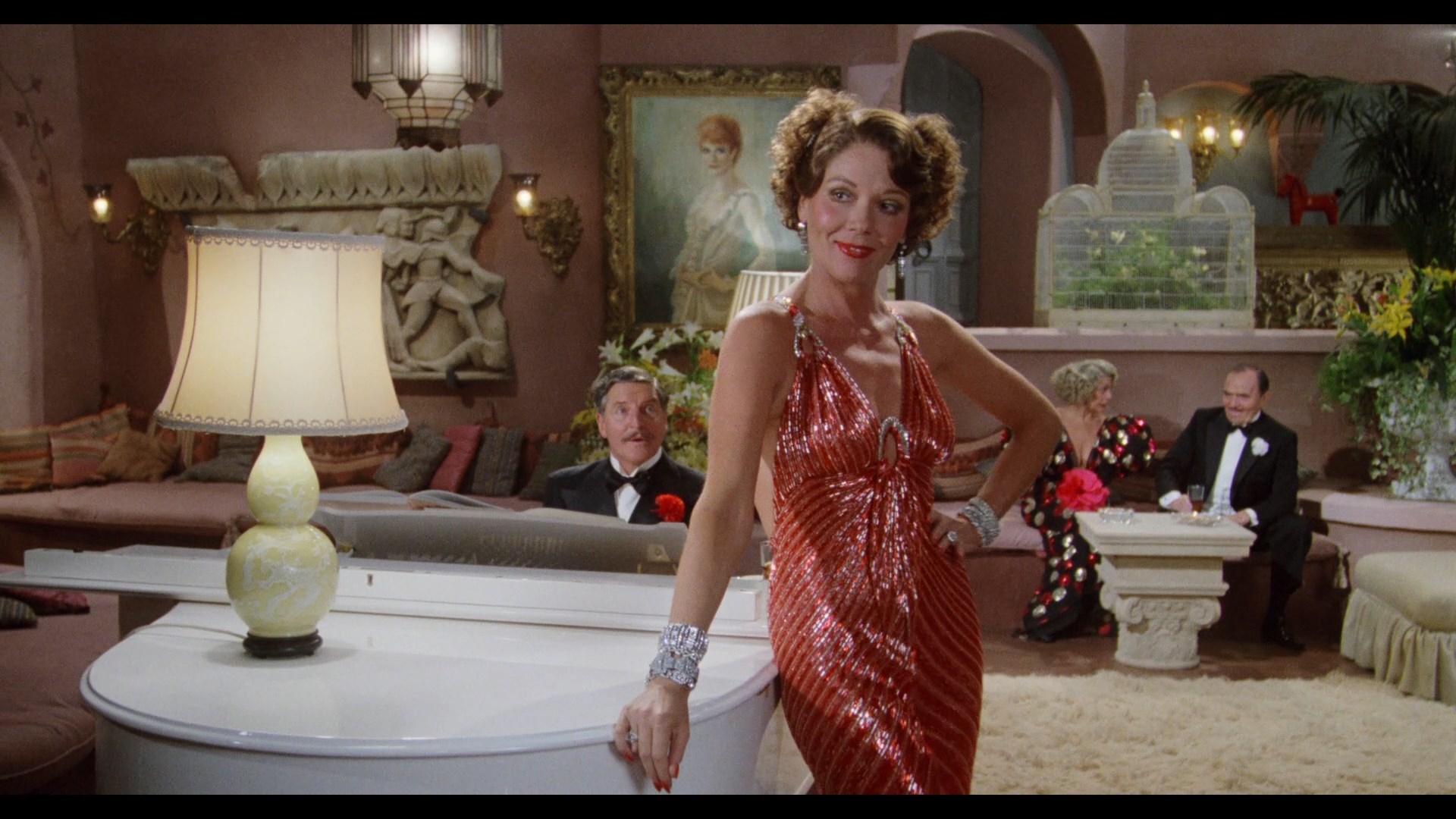 Arlena Stuart Marshalls (Diana Rigg) Red-and-Silver Dress | EVIL UNDER ...