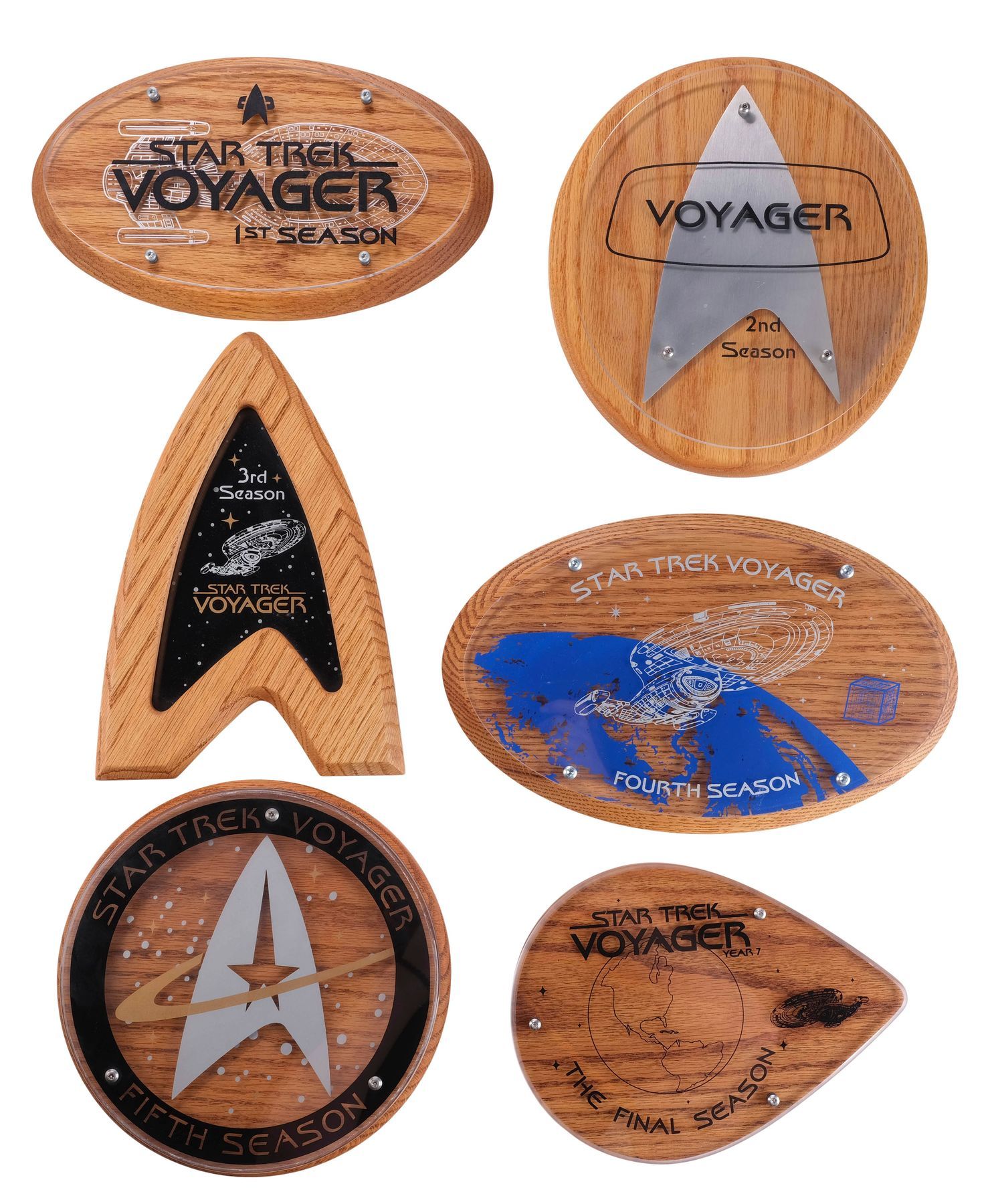 949. Michael and Denise Okuda Collection: Set of Six Crew Gift Plaques ...