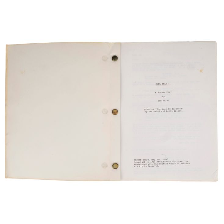 627. Tom Sullivan Collection Second Draft Script | EVIL DEAD II (1987)