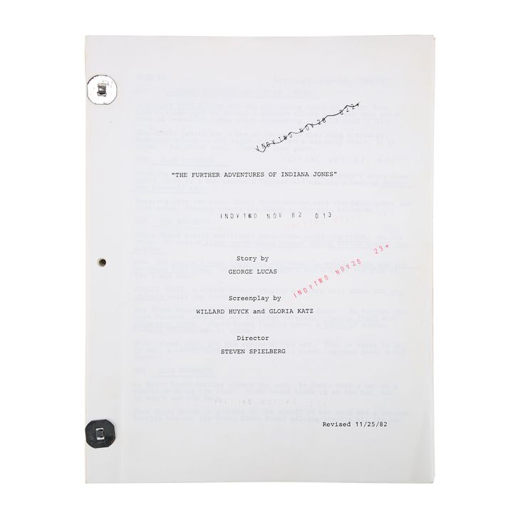 Early Draft Production Script | INDIANA JONES AND THE TEMPLE OF DOOM (1984)
