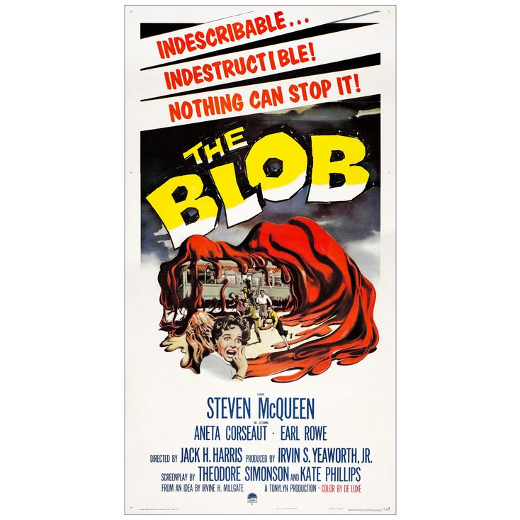 Lot # 174: THE BLOB - Three Sheet (41.5 x 80 ); Very Fine on Linen