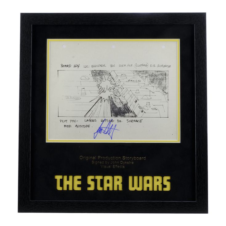 John Dykstra-Signed Early Production Storyboard - Lasers Hit Death Star Surface (Board 164 ...