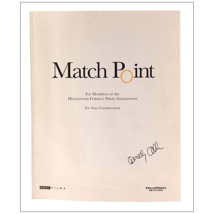 Lot # 615: MATCH POINT - Book (135 Pages) (8.5 x 11 ) Autographed by ...