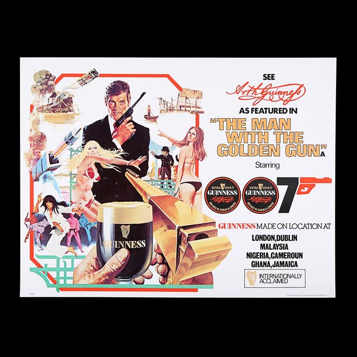 UK Crown Guinness Poster, 1974 | JAMES BOND: THE MAN WITH THE GOLDEN ...